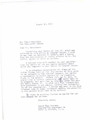 "Letter from Laura Page Knudsen for Representative Burdick to Floyd Mon ...