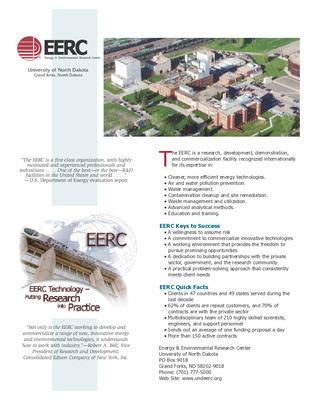 "EERC Program Areas" by University of North Dakota. Energy and ...