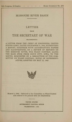 "Missouri River Basin: Letter from the Secretary of War Transmitting a ...