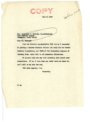 "Letter from Senator Langer to Christan Beitzel Regarding Possible Fund ...