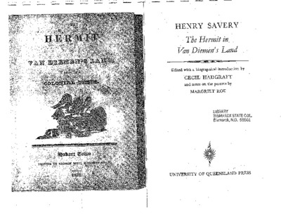 "The Hermit in Van Diemen's Land" by Henry Savery